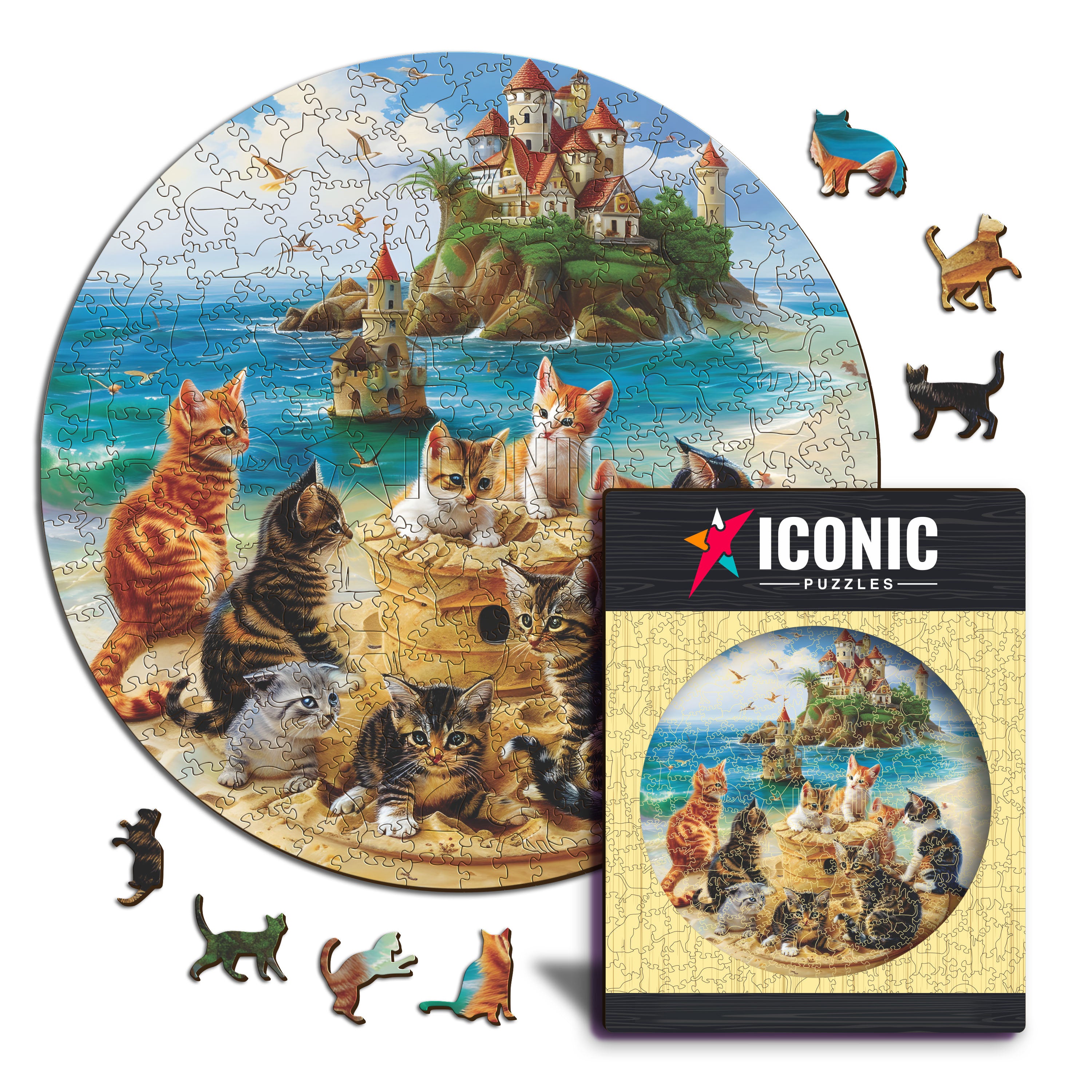 Kittens at the seaside - Wooden Puzzle – Iconic Puzzles UK